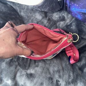Coach | Bags | Coach Multi Colored Signature Crossbody Bag Pink Canvas ...